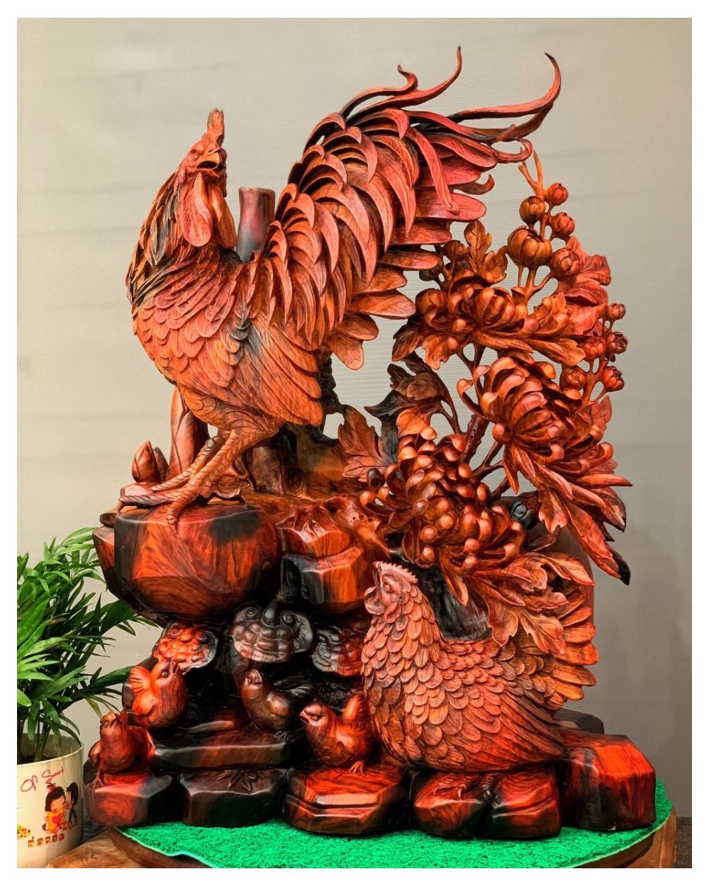 Gia đình gà gỗ trắc cao cấp - TPTG 10 - Chuyên Đồ Decor, Trang Trí Nhà Cửa, Văn Phòng, Cửa Hàng ...